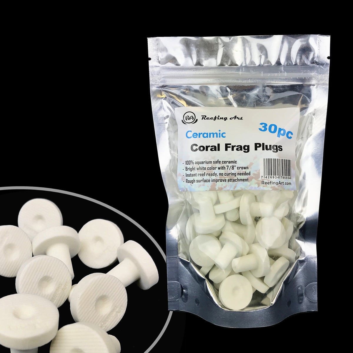 Reefing Art Ceramic Coral Frag Plugs 30 Pack Tiles for SPS LPS ...